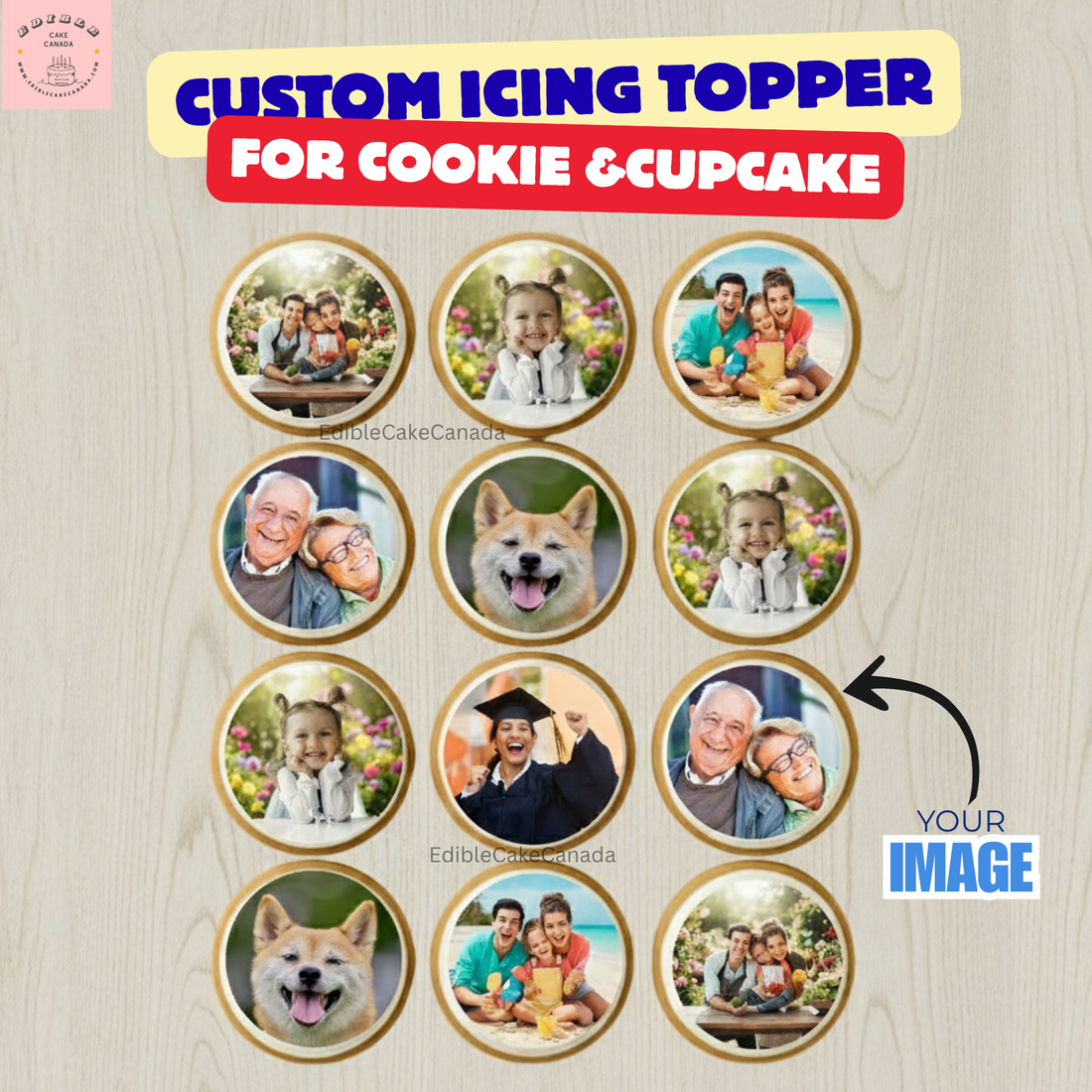 Edible Custom Photo Image Logo Icing Sheet for Cupcake Cookie Biscuit ...
